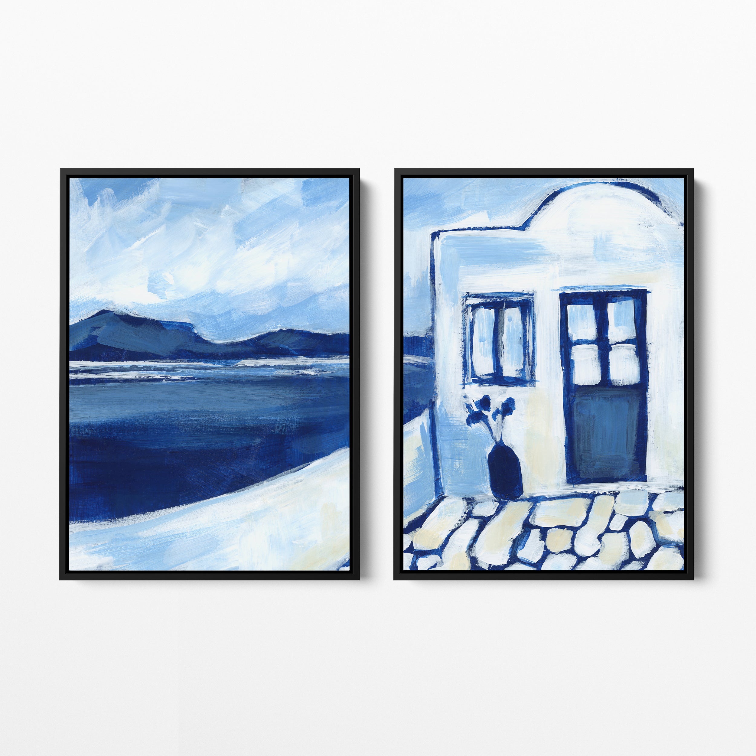 Finding Santorini Diptych - Set of 2 | Greece Mediterranean Canvases ...