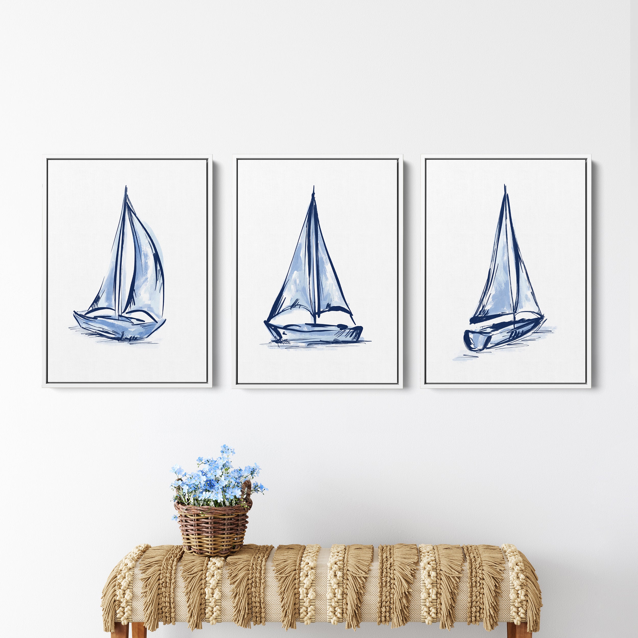 Whitecaps and Wind Triptych - Set of 3 | New England Coastal Art– Jetty ...