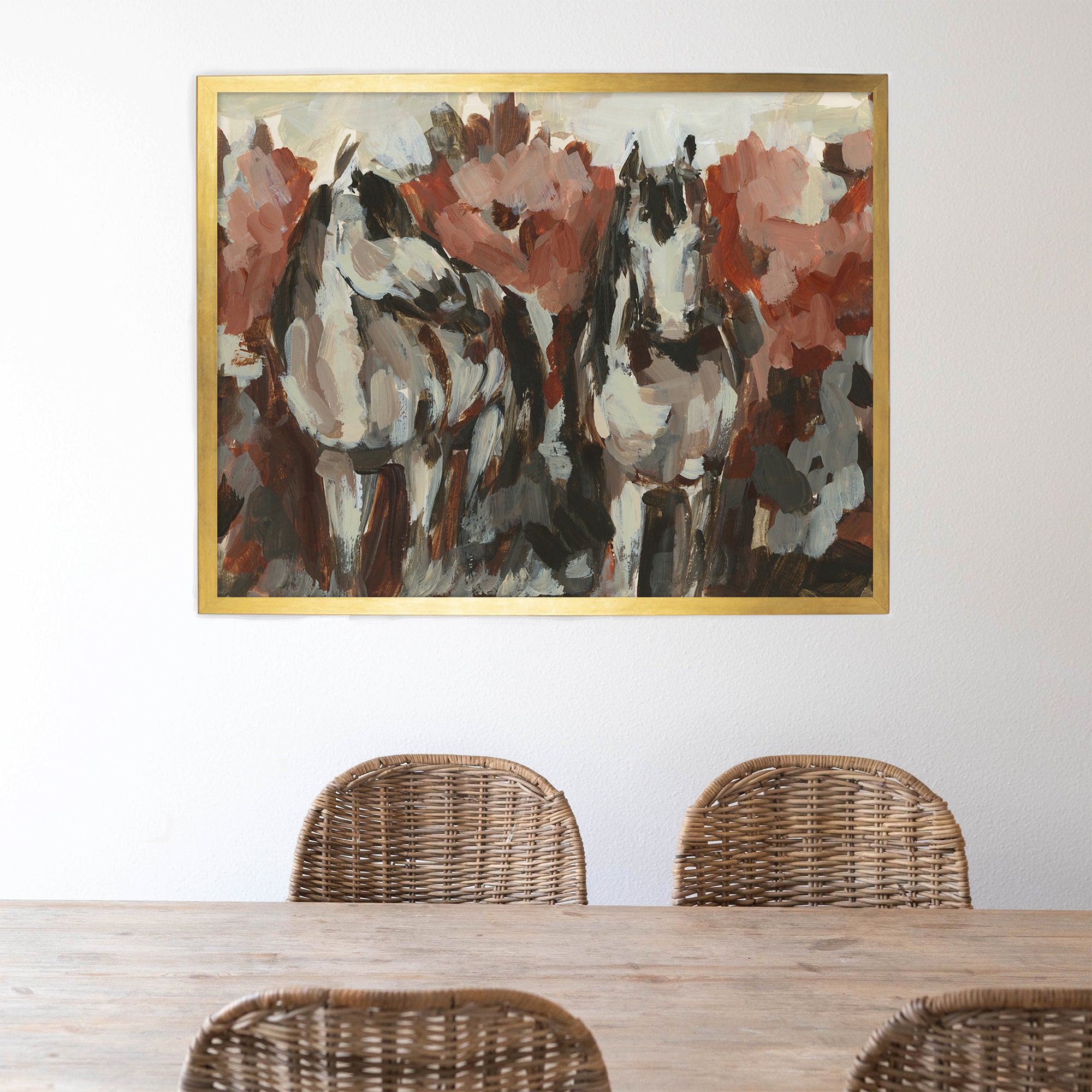 The Mustangs | Neutral Horse Art | Rustic Modern Western Wall Decor ...