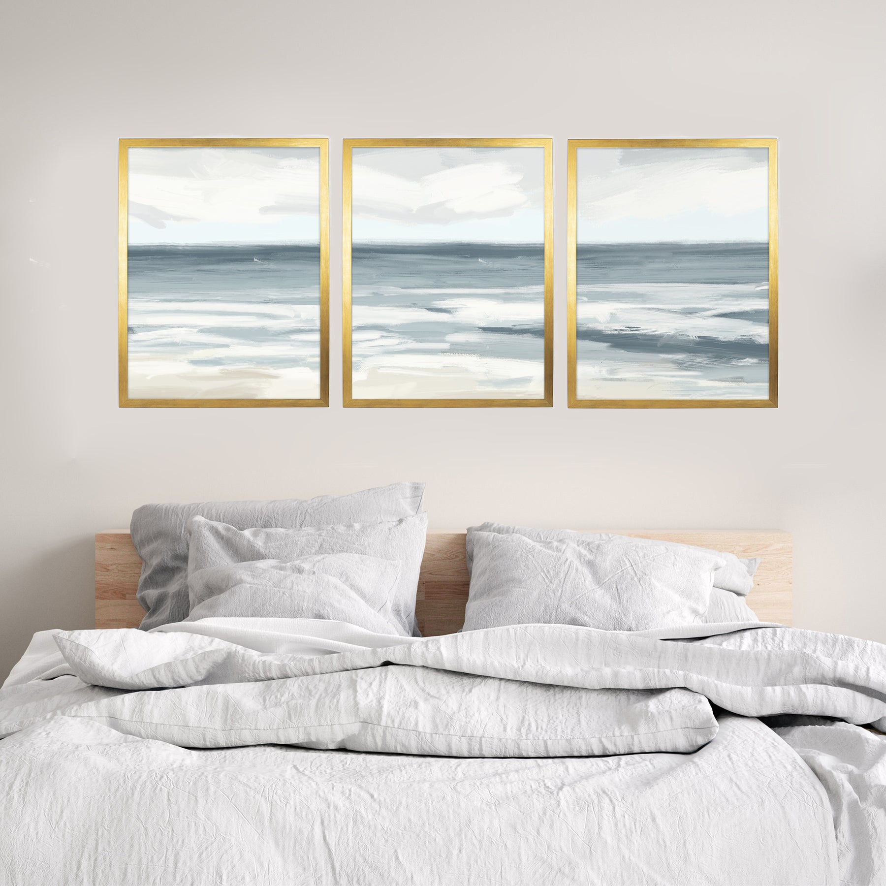 Tranquility Triptych - Set of 3 | Modern Coastal Seascape Painting ...