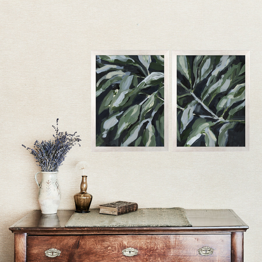 Dusky Botanicals - Set of 2 | Modern Dark Plant Painting Wall Print ...