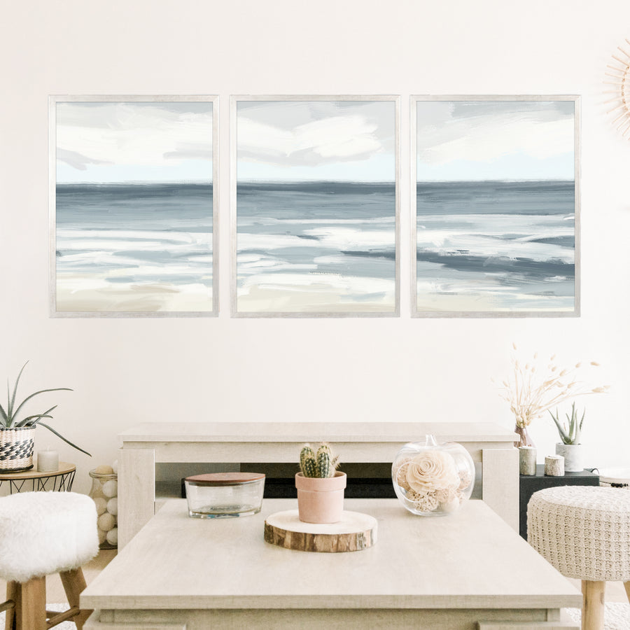 Tranquility Triptych - Set of 3 | Modern Coastal Seascape Painting ...