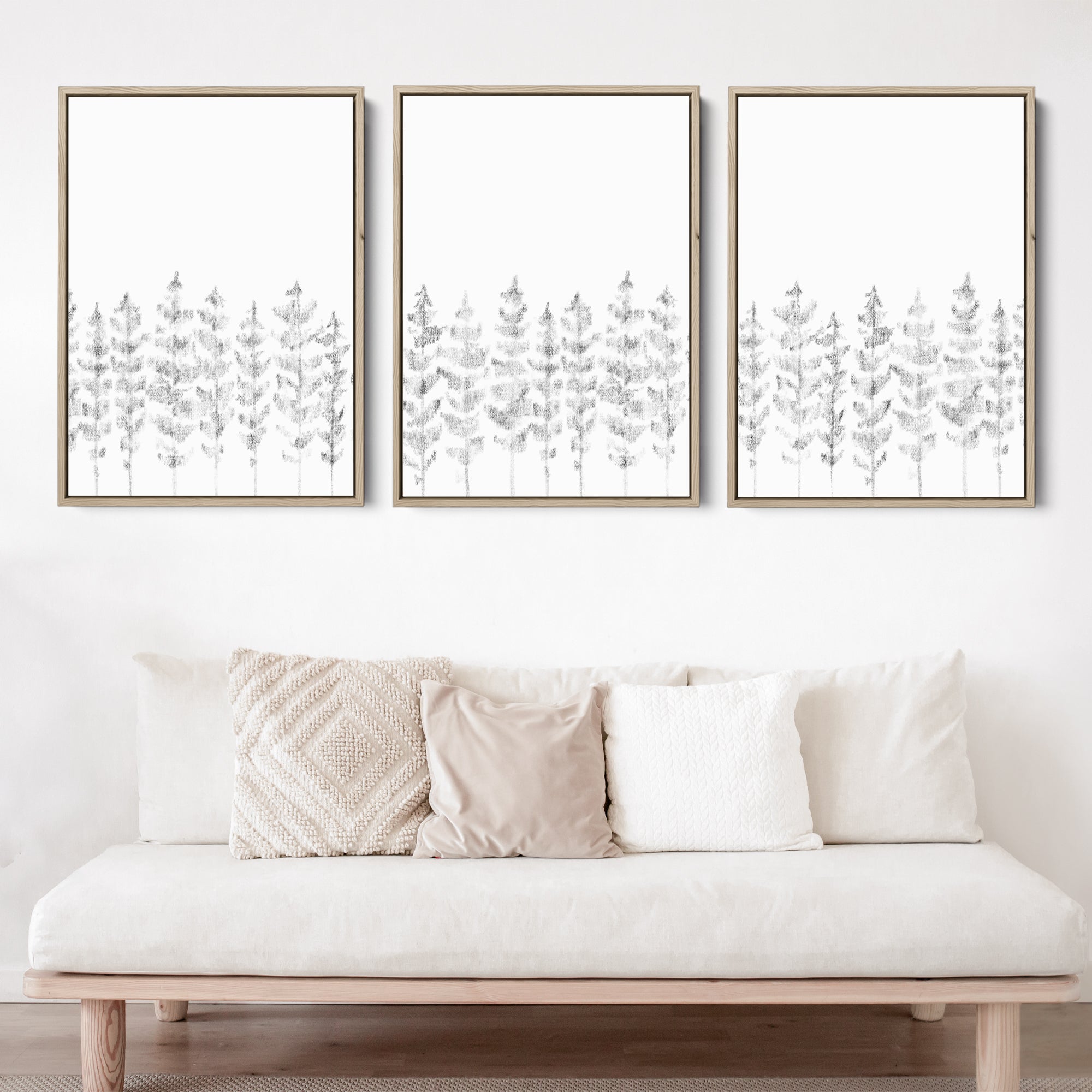 Silent Woods Triptych - Set of 3 | Modern Minimalist Pine Tree Art ...