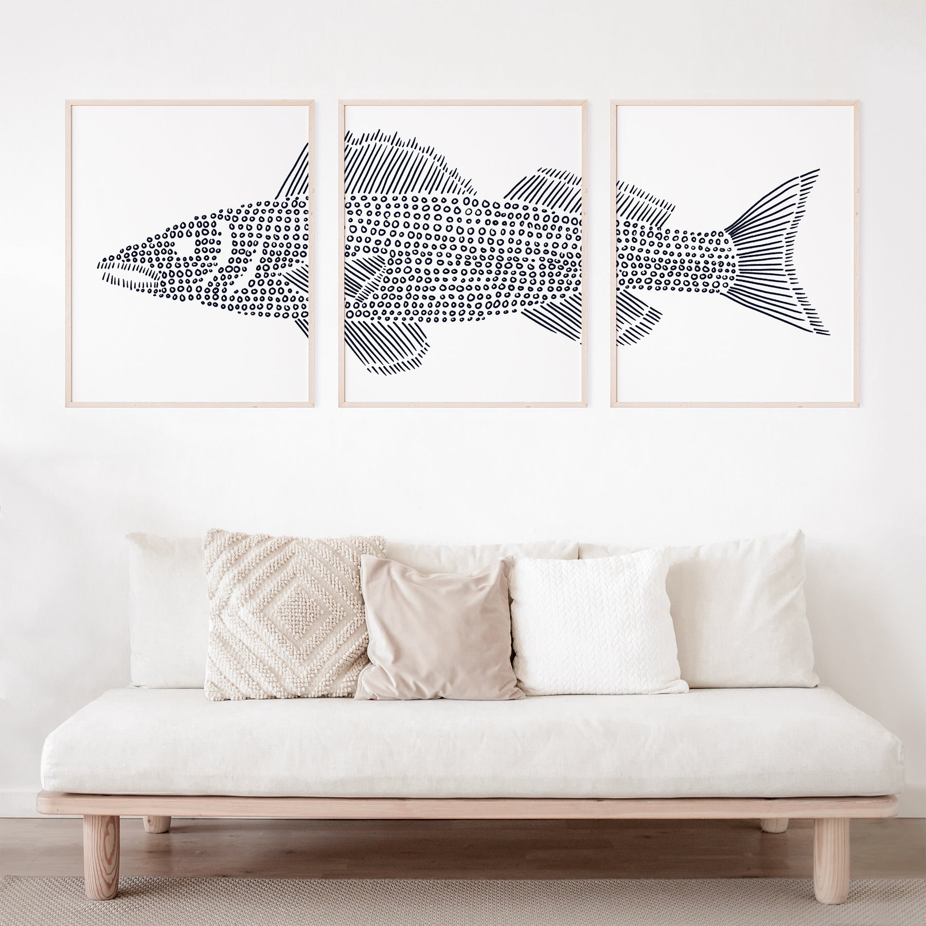 Walleye in Circles Triptych - Set of 3 | Jetty Home