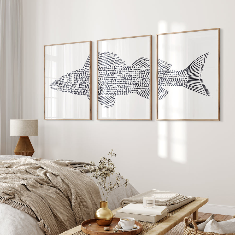 Walleye in Circles Triptych - Set of 3 | Jetty Home