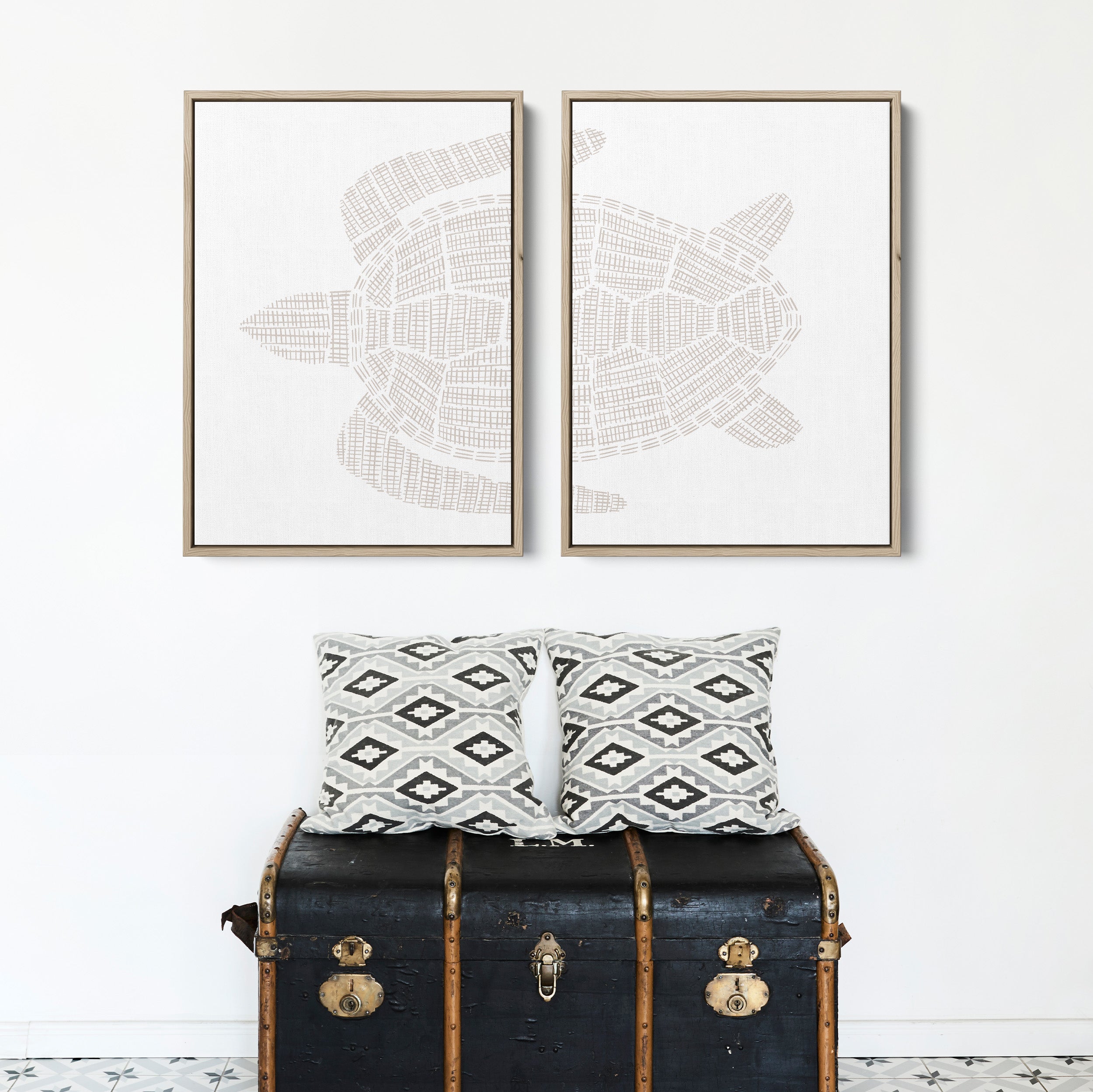 Woven Sea Turtle Diptych - Set of 2 | Jetty Home