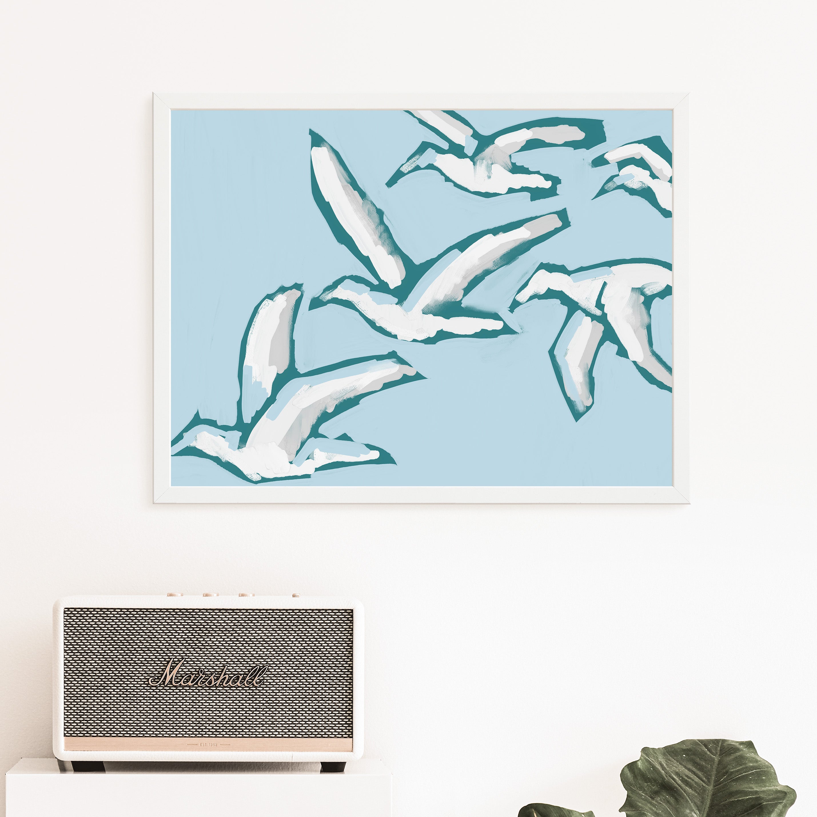 Gulls in Flight | Modern Beach Nursery Coastal Bird Print or Canvas ...