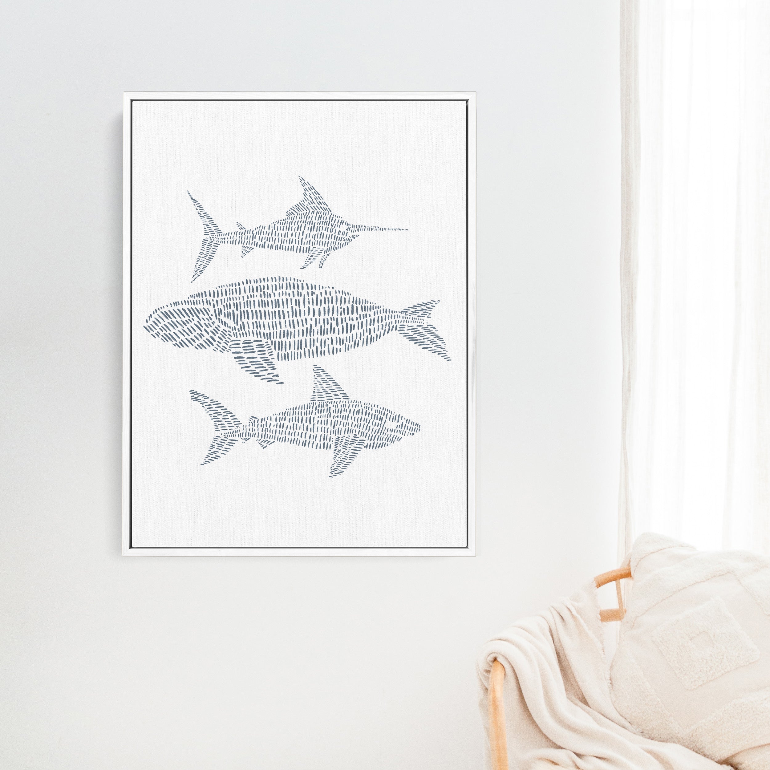 Swordfish, Right Whale & Great White Shark Illustration | Nautical Art ...