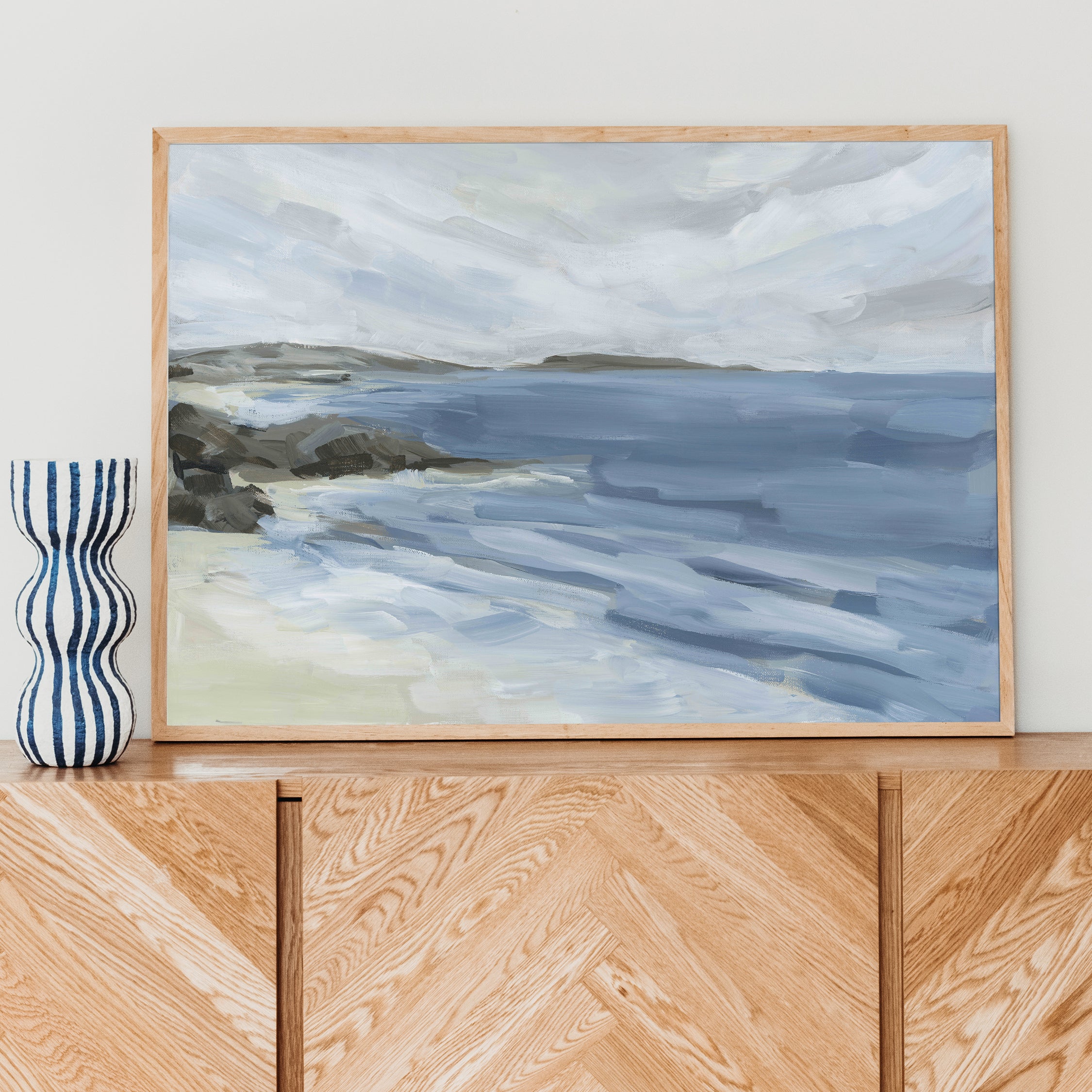 The Rolling Tide | Beach Scene Ocean Seascape Painting Wall Art Print ...