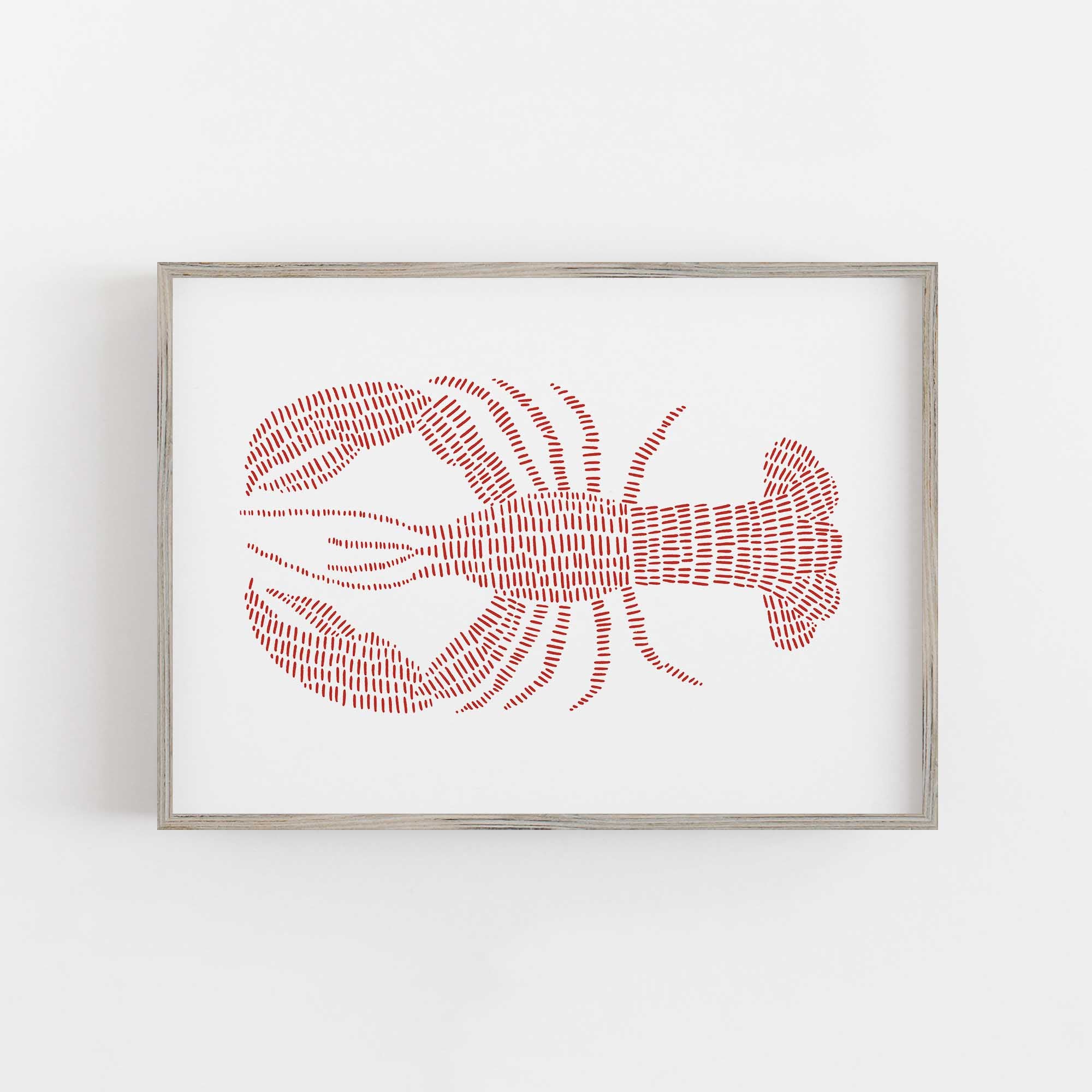 Red Lobster Illustration - Art Print or Canvas | Jetty Home