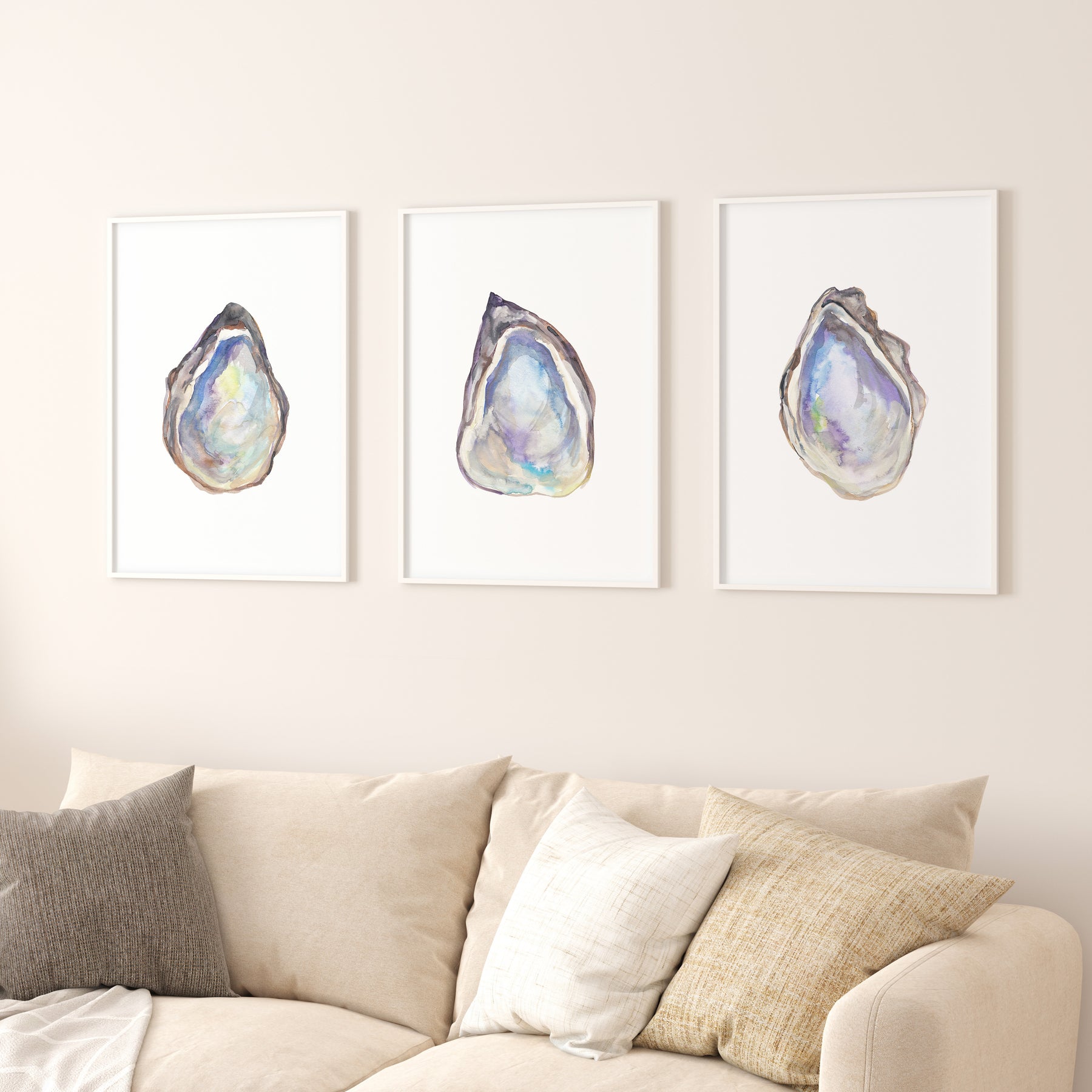 Watercolor Oysters Triptych - Set of 3 | Jetty Home