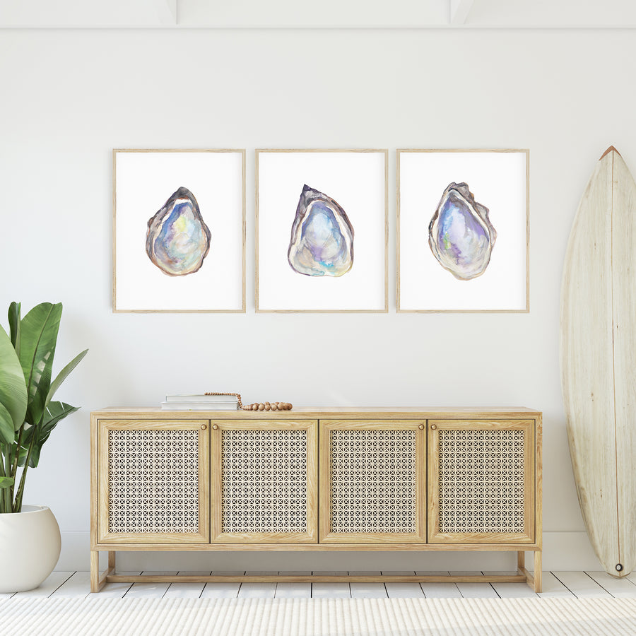 Watercolor Oysters Triptych - Set of 3 | Jetty Home